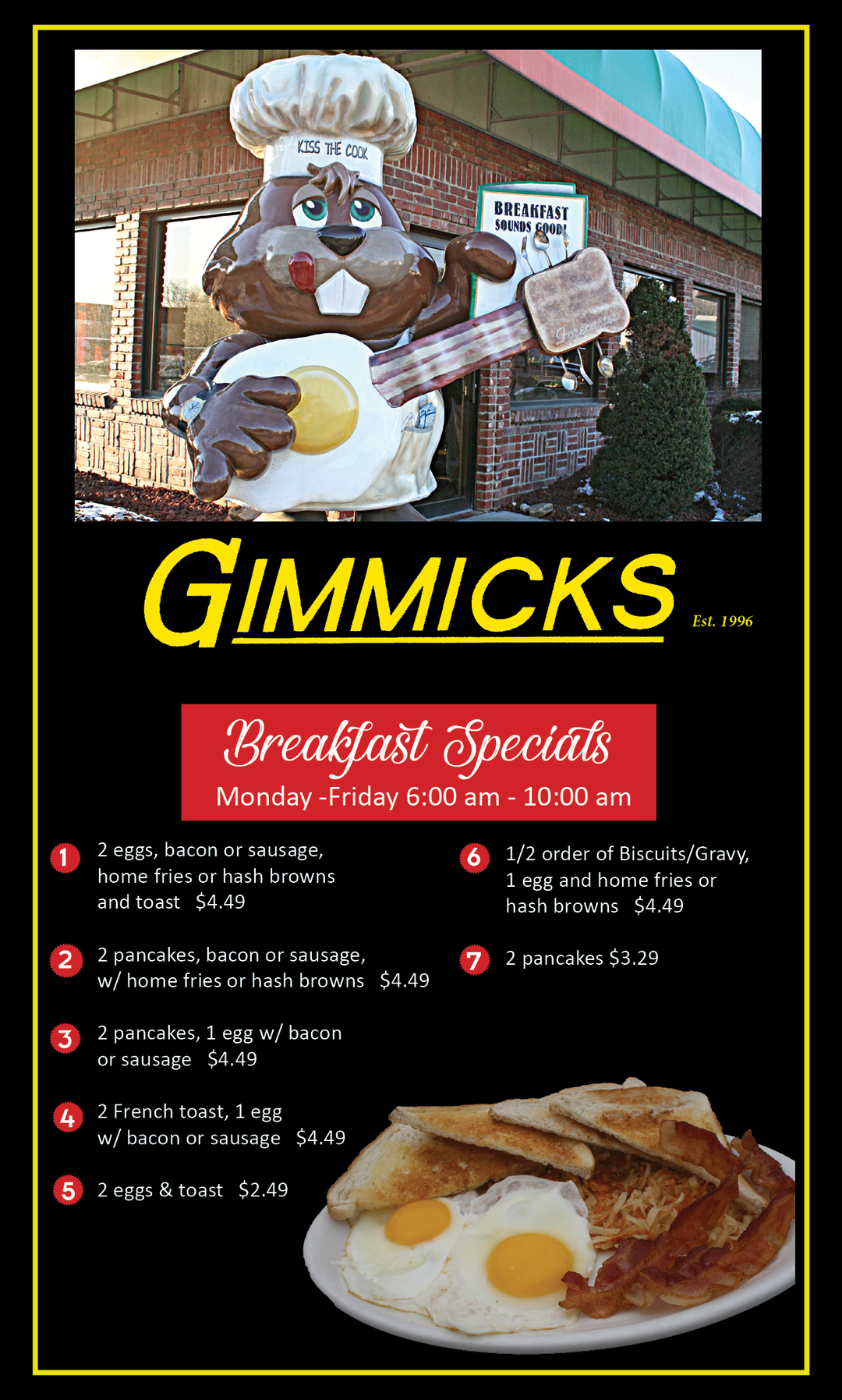Gimmick's Family Restaurant - Menu