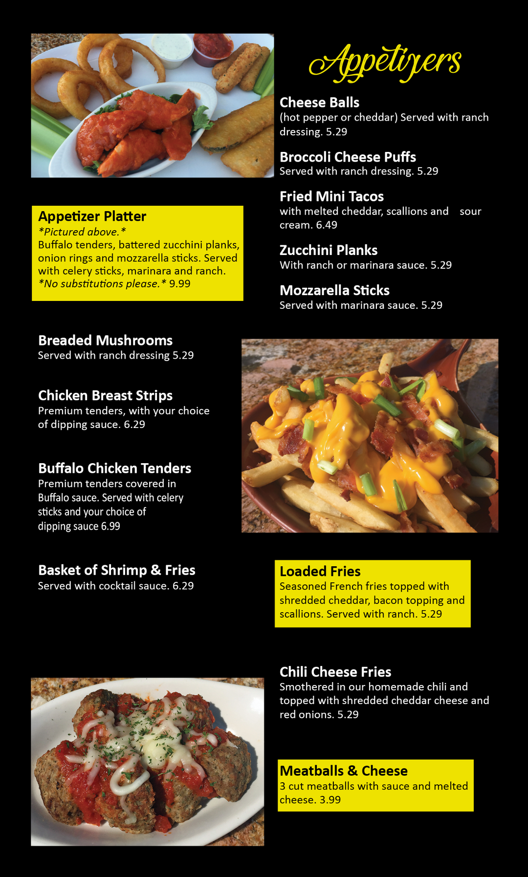 Gimmick's Family Restaurant - Menu