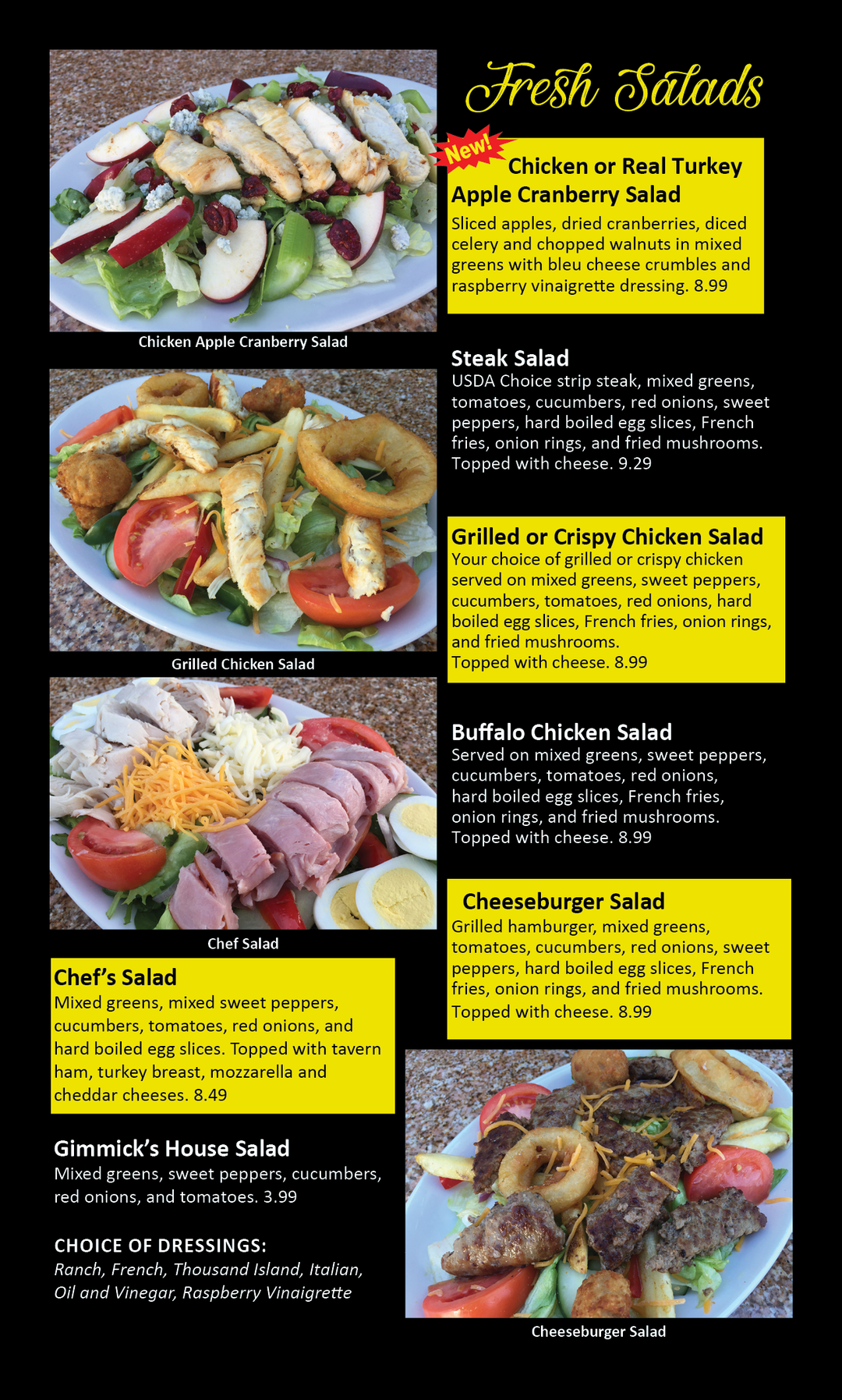 Gimmick's Family Restaurant - Menu