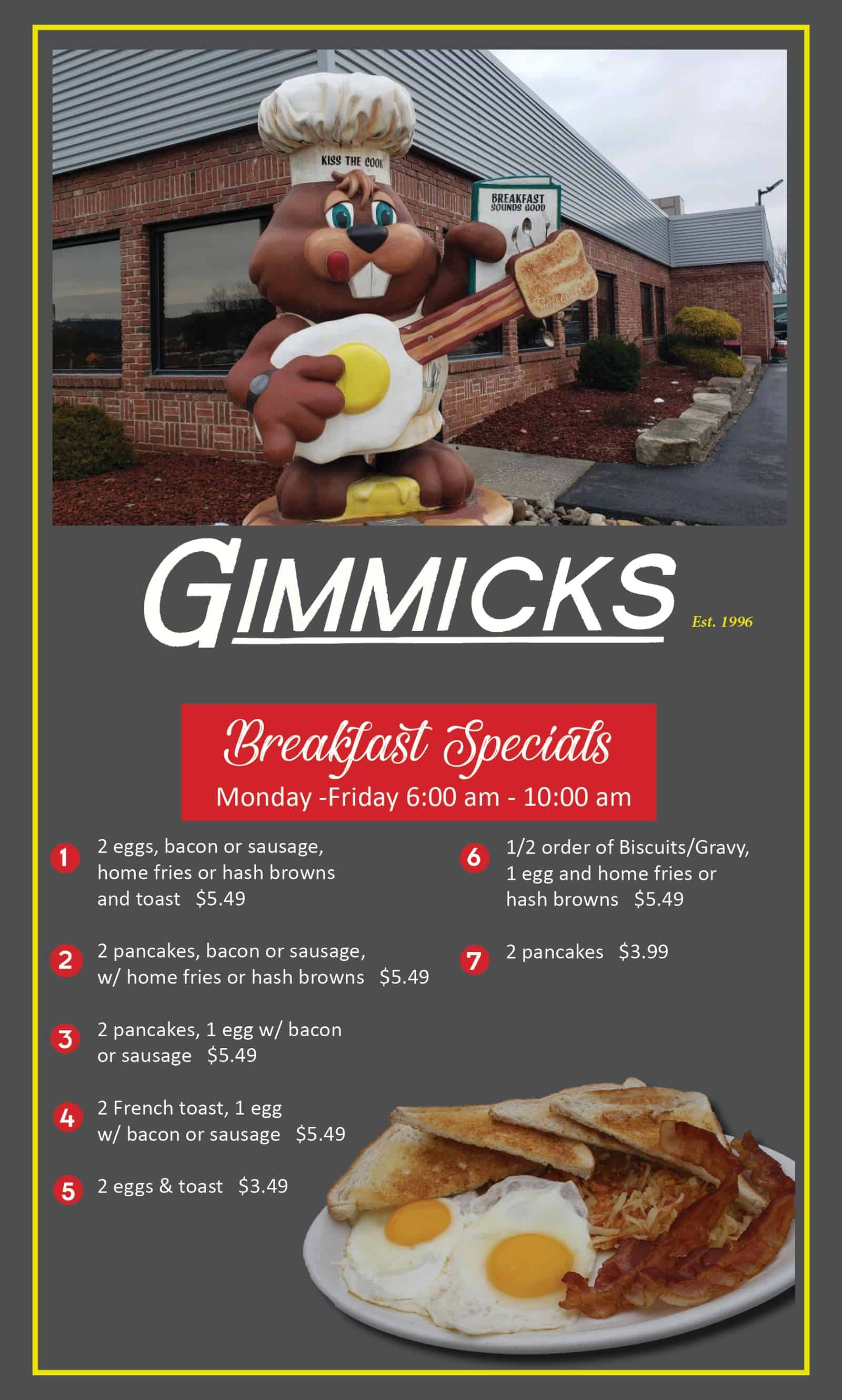Gimmick's Family Restaurant - Menu