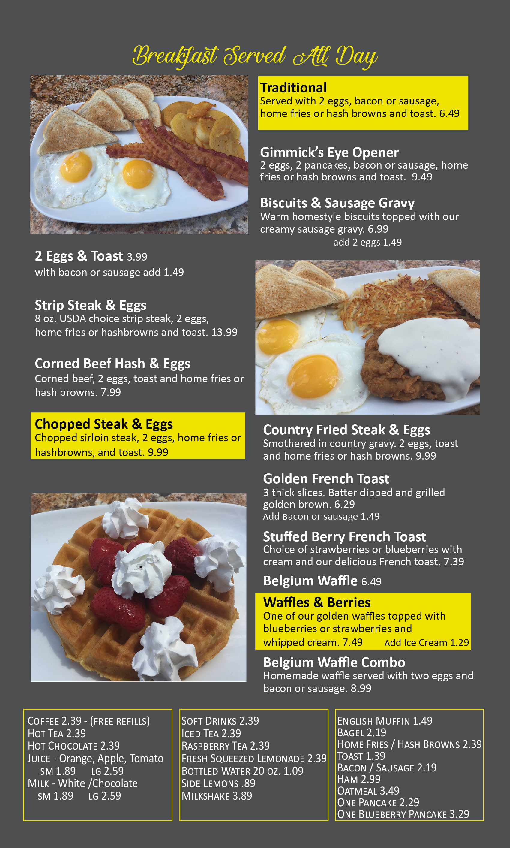 Gimmick's Family Restaurant - Menu
