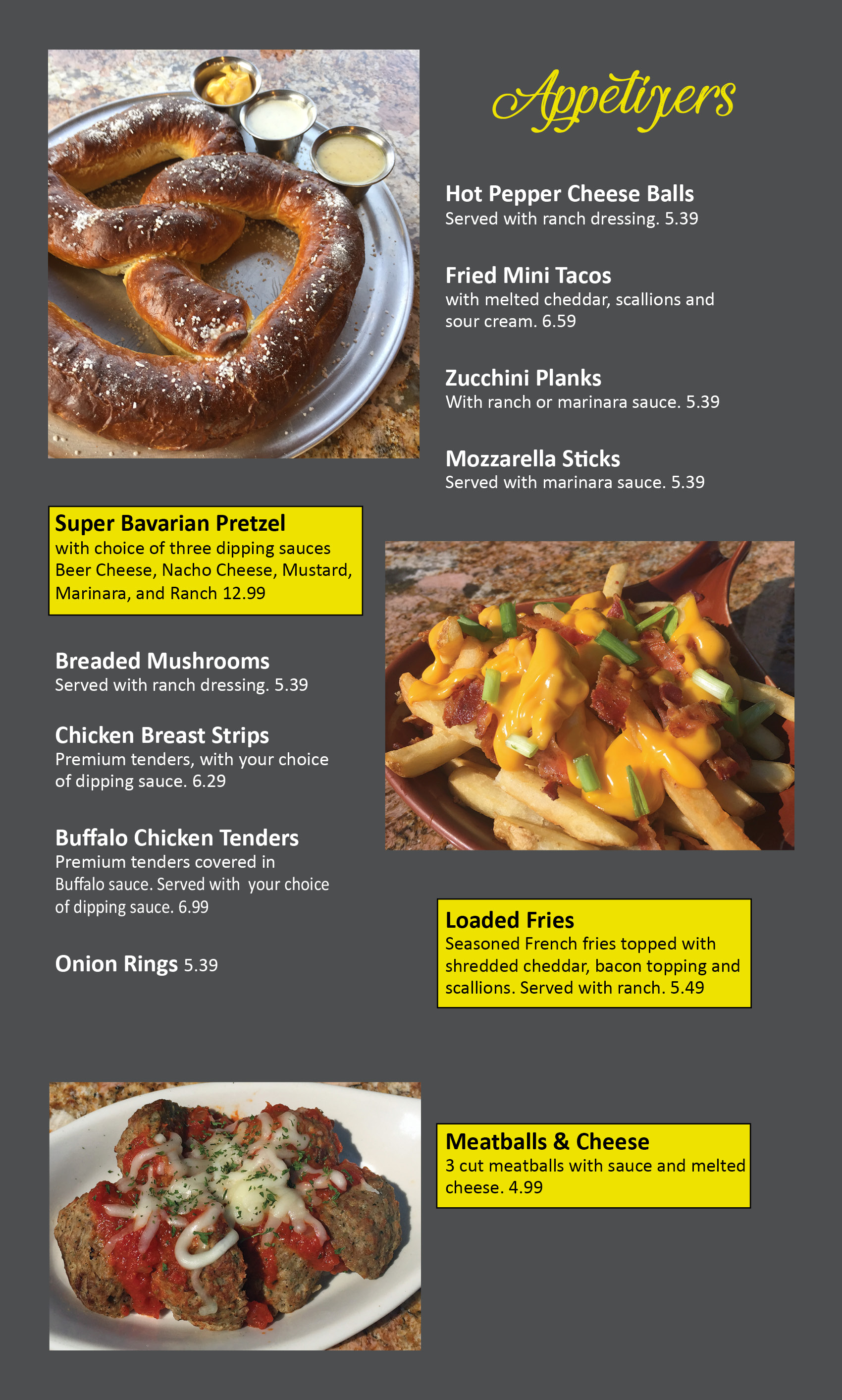 Gimmick's Family Restaurant - Menu