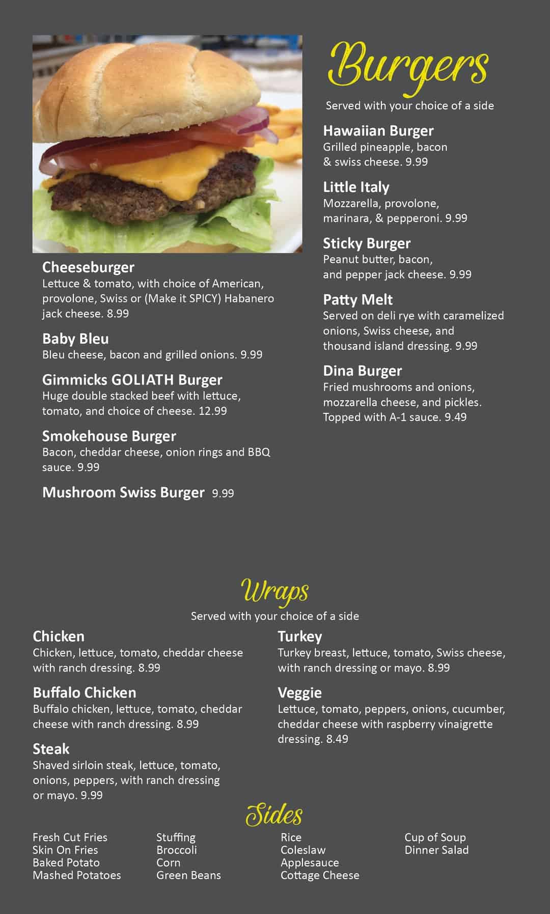 Gimmick's Family Restaurant - Menu