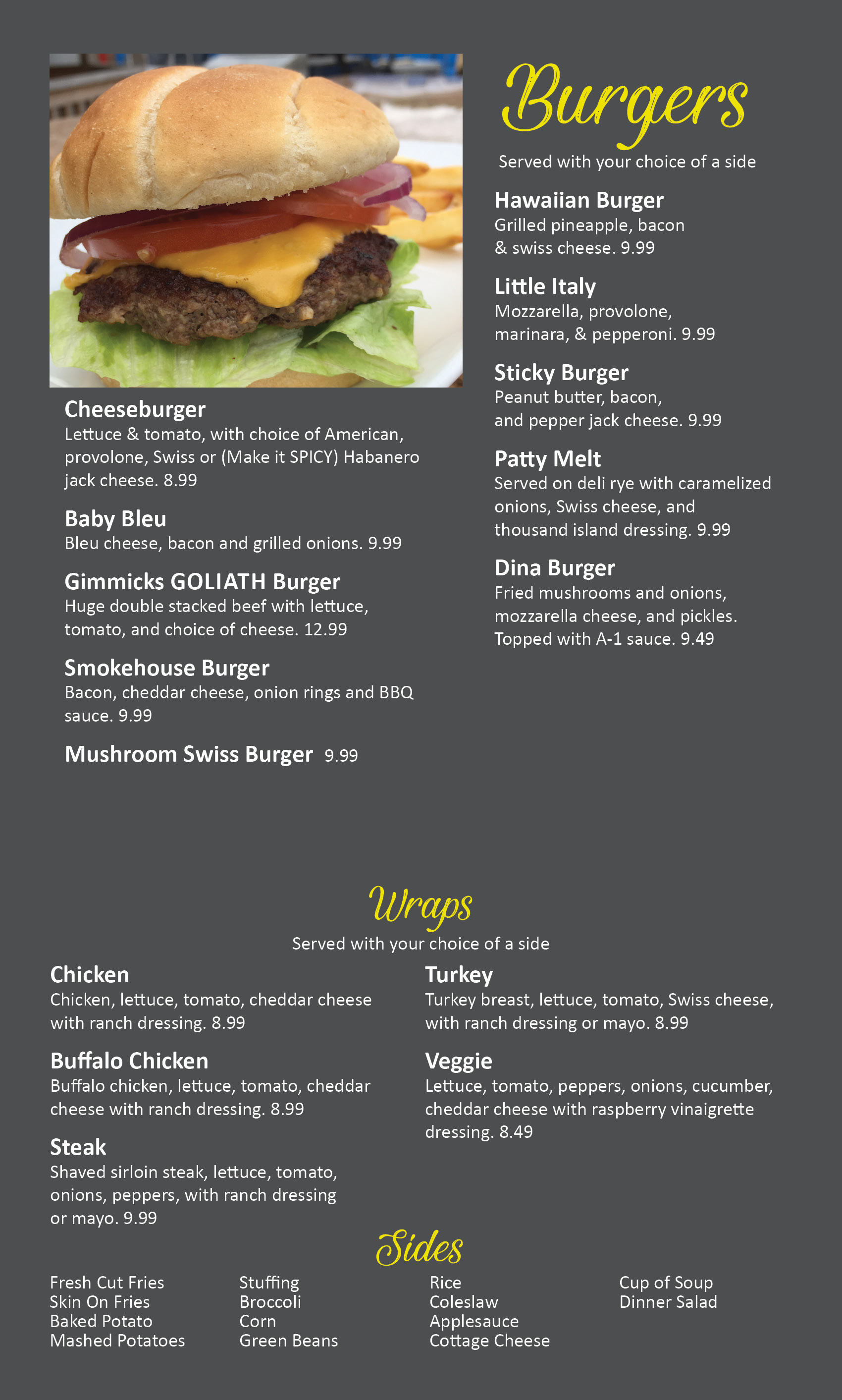 Gimmick's Family Restaurant - Menu