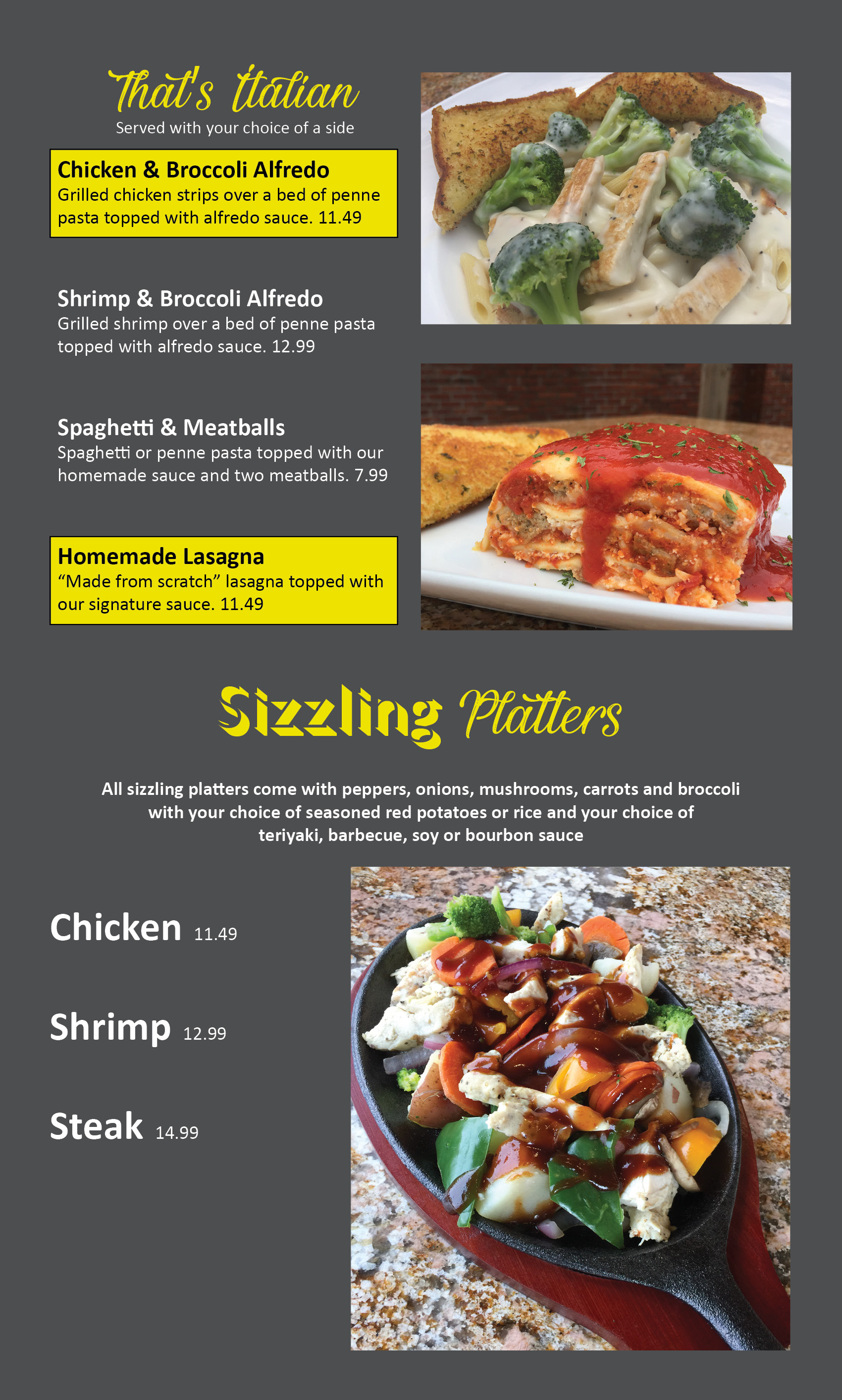 Gimmick's Family Restaurant - Menu